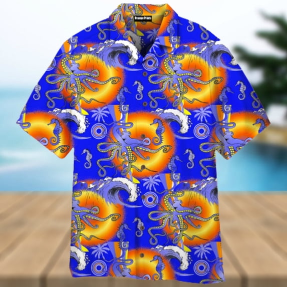 Blue_Octopus_Aloha_Hawaiian_Shirt_Summer_Gift_Beach_Shirt removebg ...