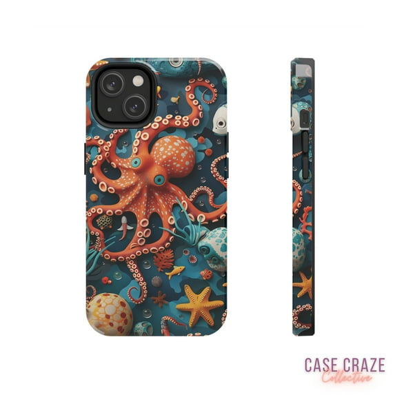 Blue Octopus Clay Effect Ocean Phone Case 17 11 12 13 14 15 16 Pro Max ...