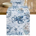 Blue Octopus Coastal Cotton Linen Rectangle Table Runners 13"x70 ...