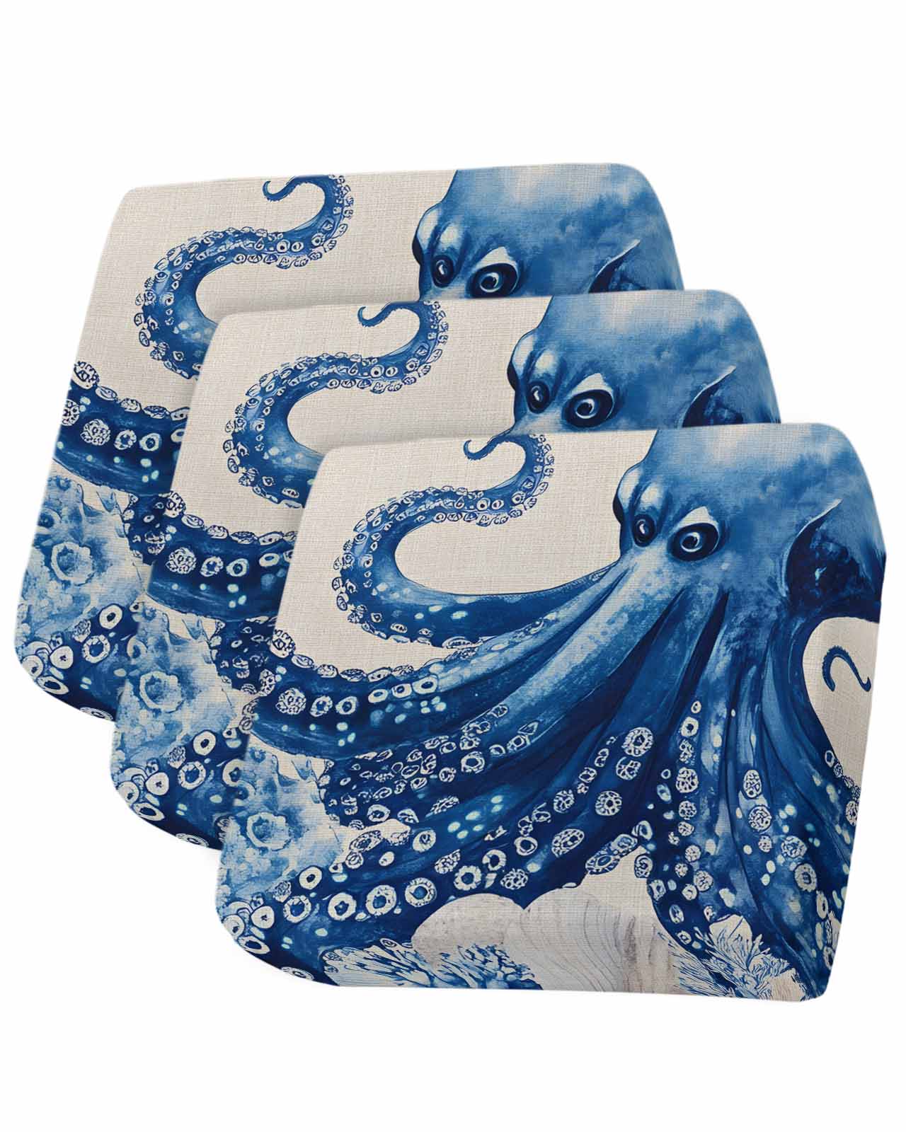 Blue Octopus Coastal Sofa Couch Cushion Covers Washable, Removable ...
