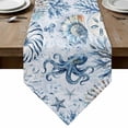 Blue Octopus Coastal Table Runner Linen Burlap Table Runner 72 Inches ...
