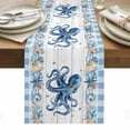 Blue Octopus Coastal Table Runner Summer Nautical Beach Coral Shell ...