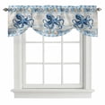 Blue Octopus Coastal Tie Up Valance Curtains Summer Starfish Beach ...