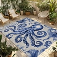 Blue Octopus Outdoor Rug, Ocean Coral Shell Non-Slip Area Rugs Carpet ...