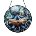Blue Octopus With Book Stained Glass Style Window Suncatcher, Ocean ...