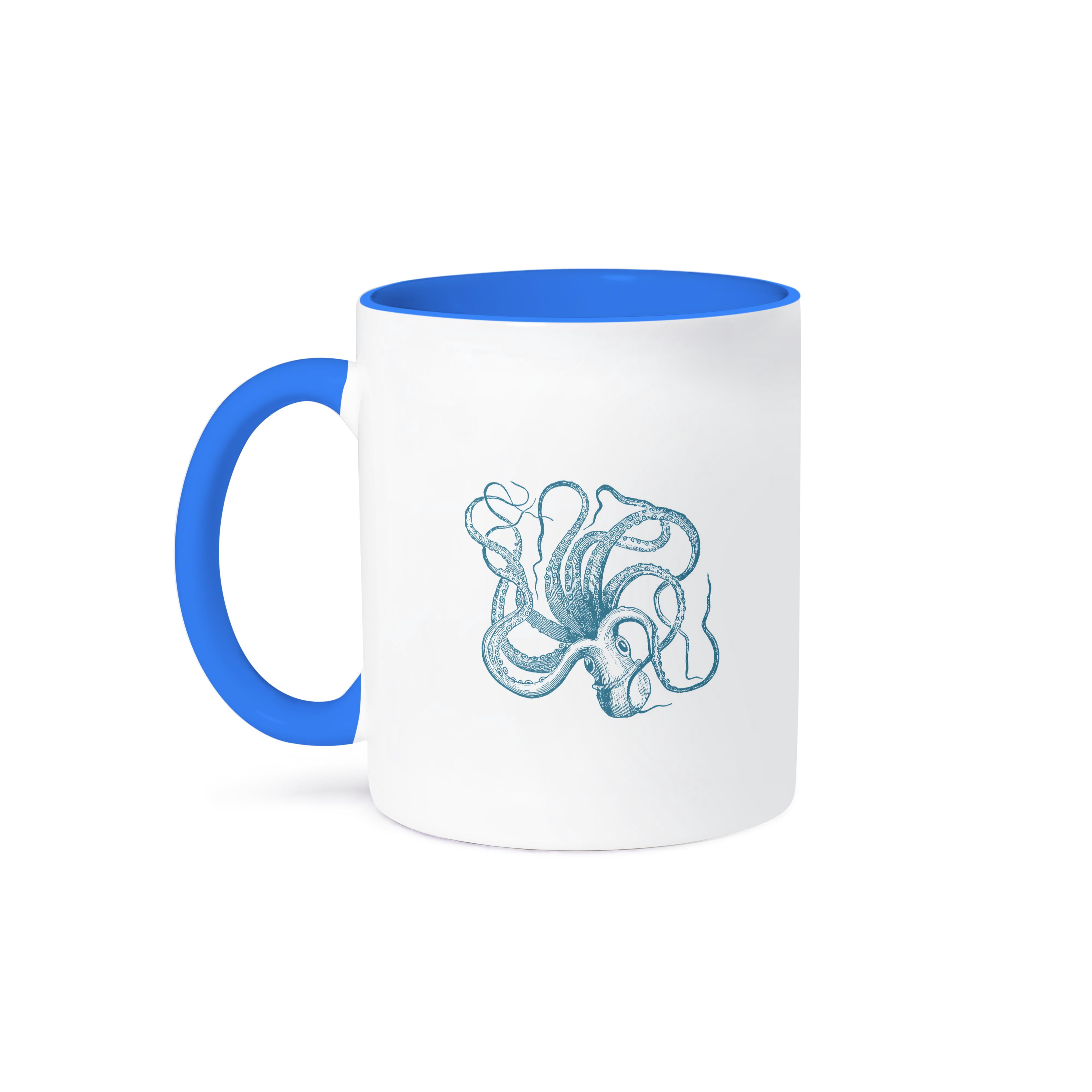 3dRose, Blue Octopus nautical vintage beach theme sea art, 15oz Two ...