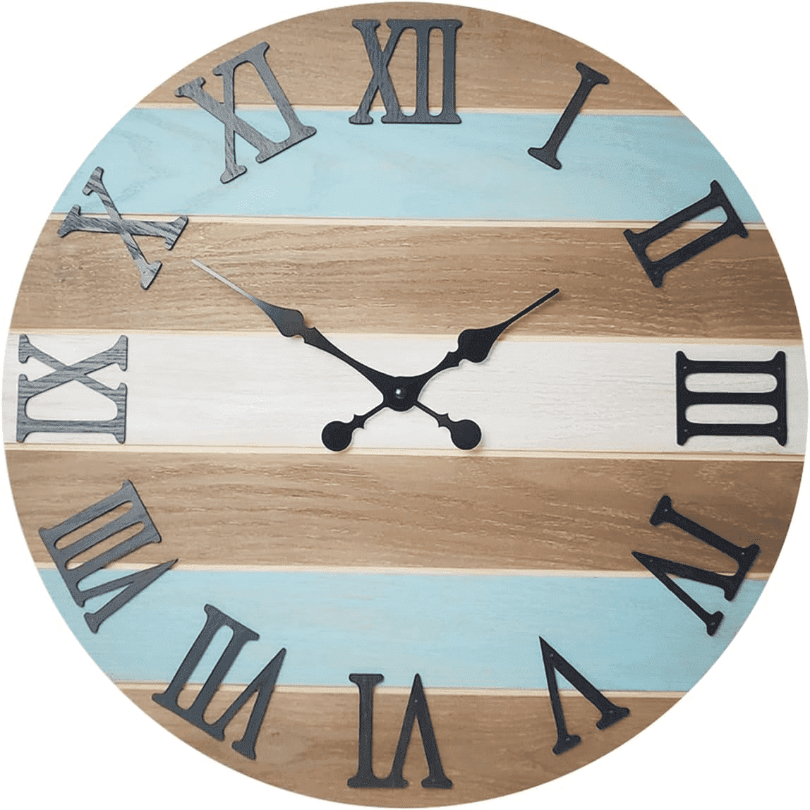 Blue Office Wall Clock Wood Solid Extra Large Wall Clocks Battery ...