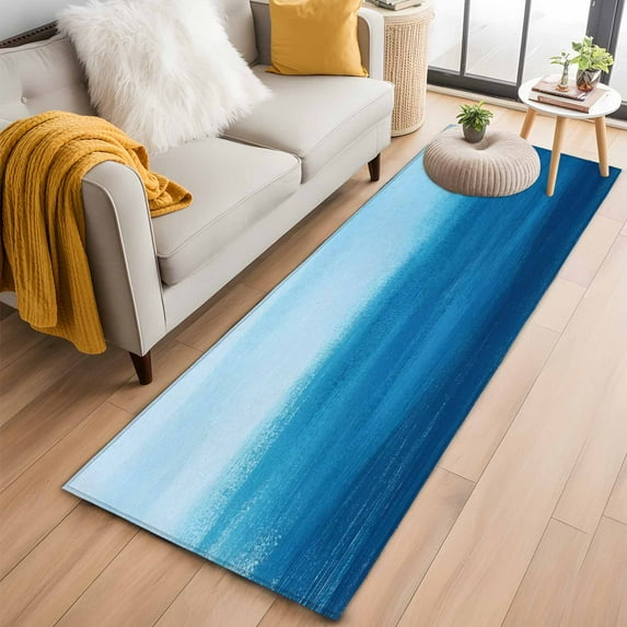 Blue Oil Painting Coastal Kitchen Runner Rug 2x6 Washable Runners for ...