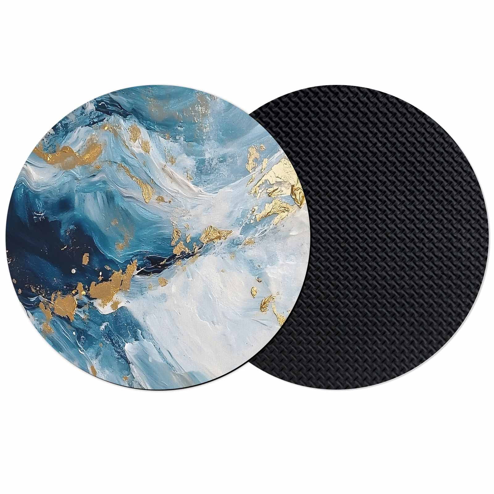 Blue Oil Painting Coasters Set of 2, Modern Marble Art Abstract ...