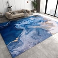 Blue Oil Painting Graffiti Area Rugs, Abstract Marine Apartment Carpet ...