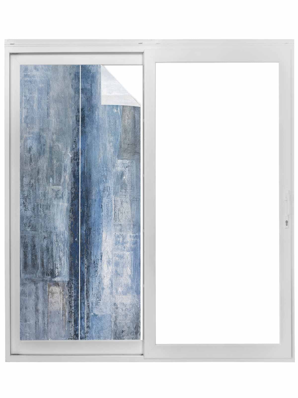 Blue Oil Painting Window Privacy Film Stained Glass Window Film ...