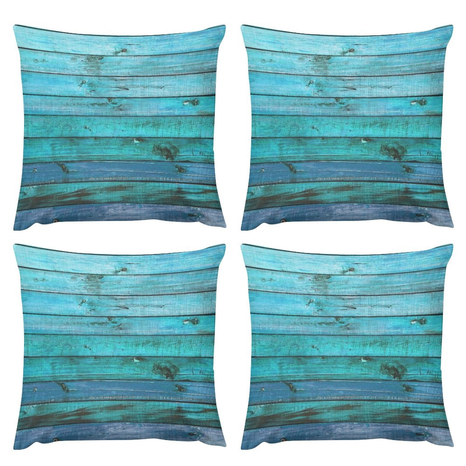 Blue Old Wood Texture 4 Pcs Cushion Covers Sofa Cushion Covers Short ...