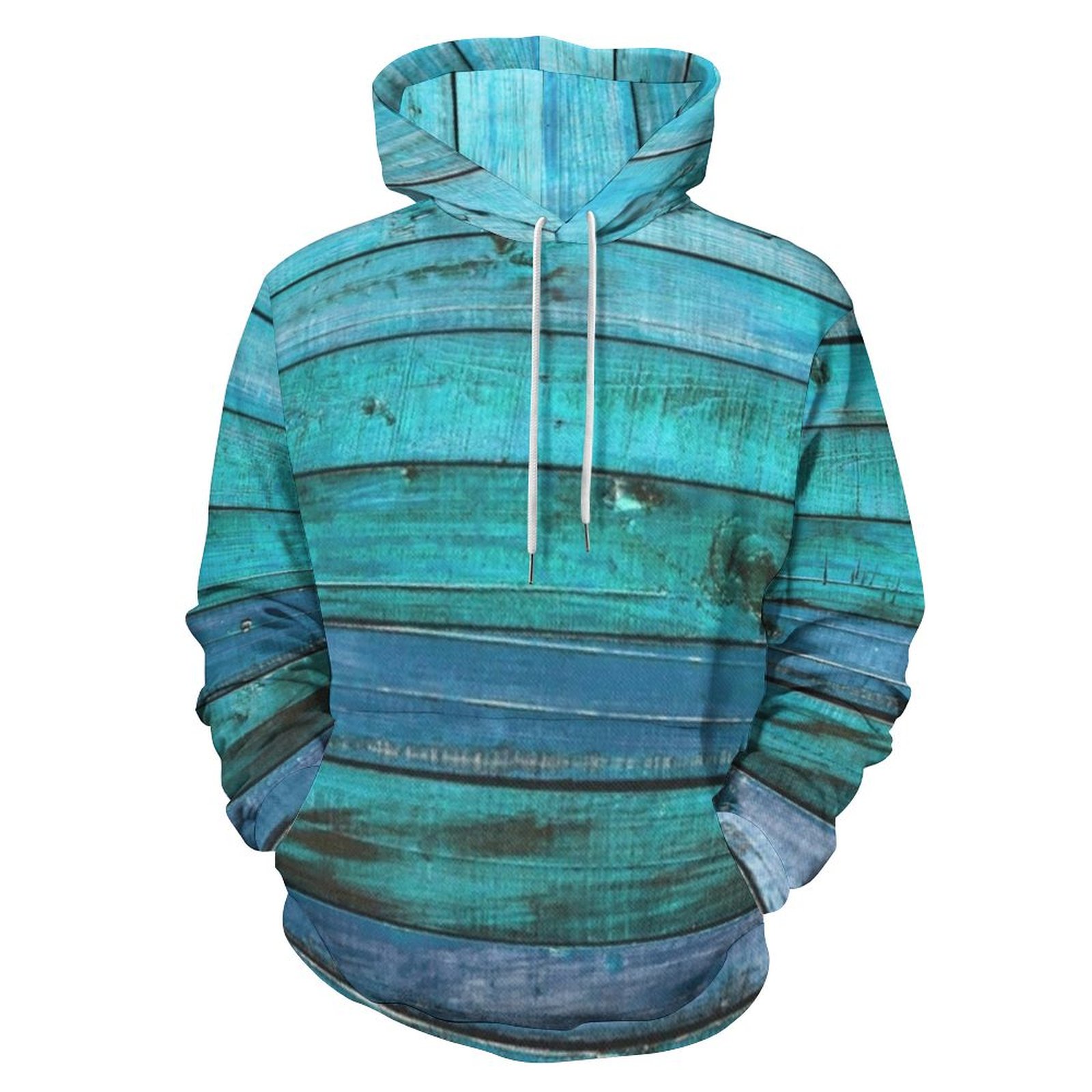 Blue Old Wood Texture Oversized Hoodies for Women Pullover Womens ...