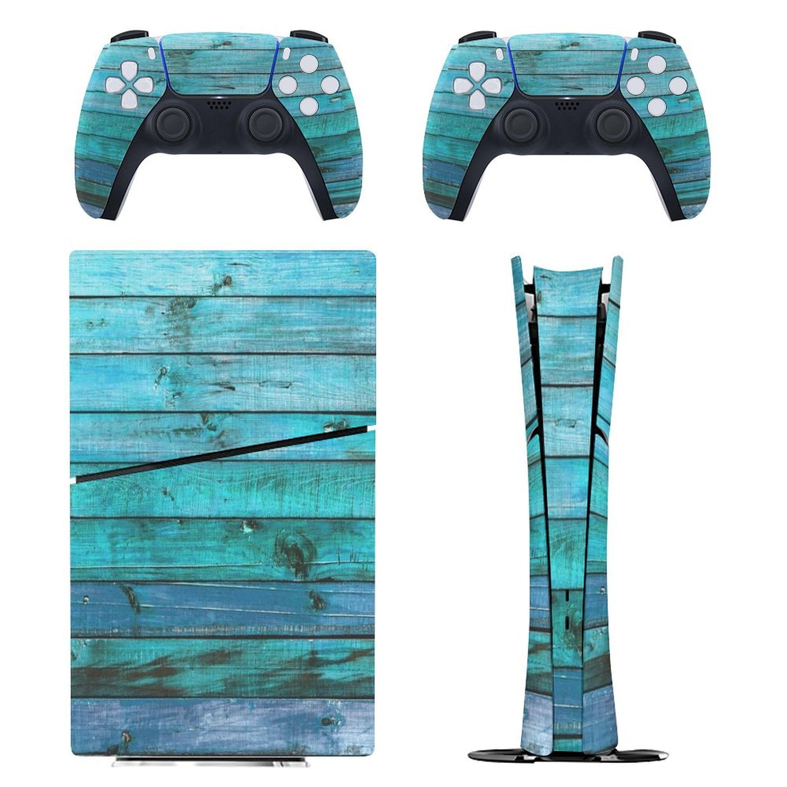 Blue Old Wood Texture PS5/PS5 Pro/PS5 Slim Digital Disc Skin Sticker For Console And Controller ...