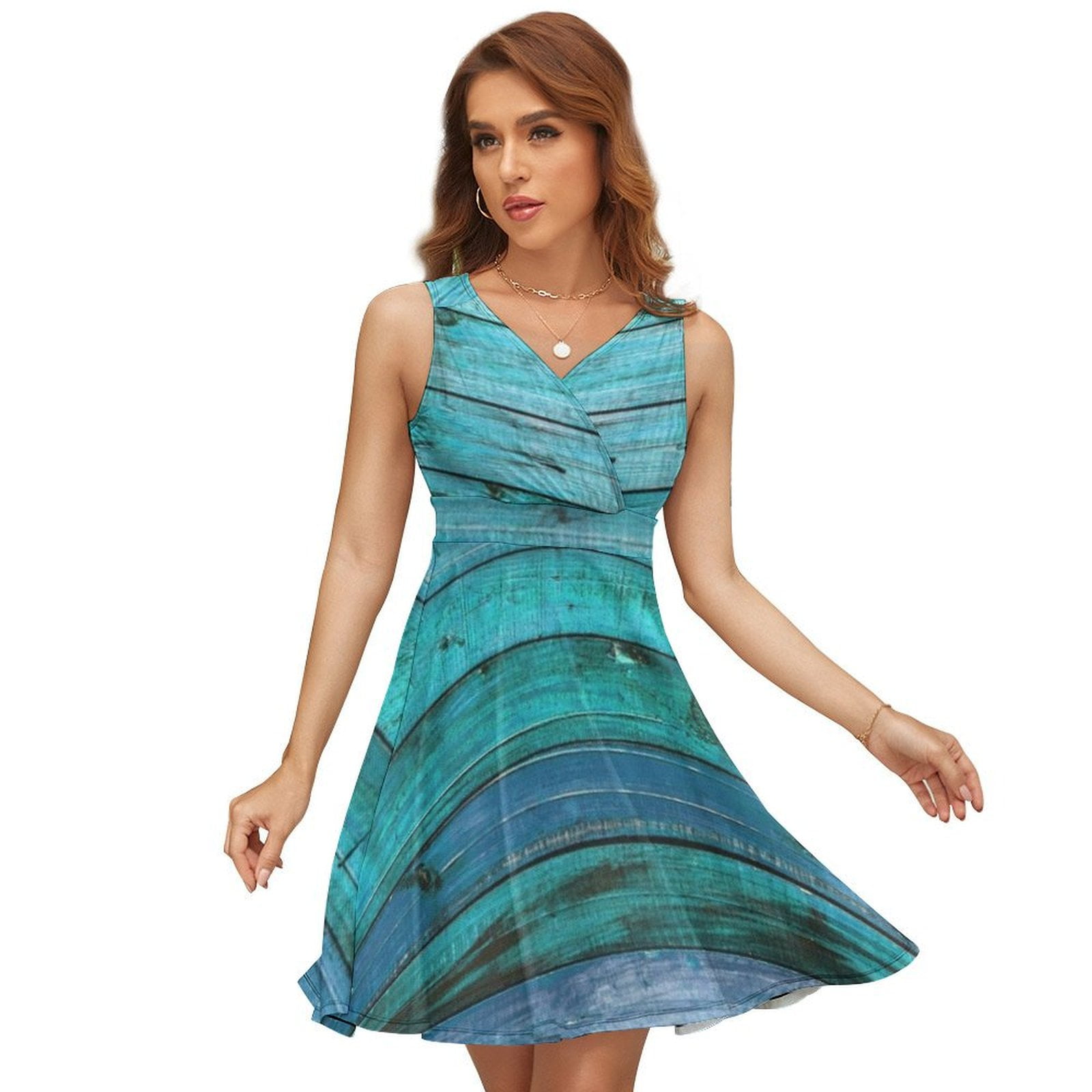 Blue Old Wood Texture Sundress Sleeveless Dress Summer Women Clothes ...
