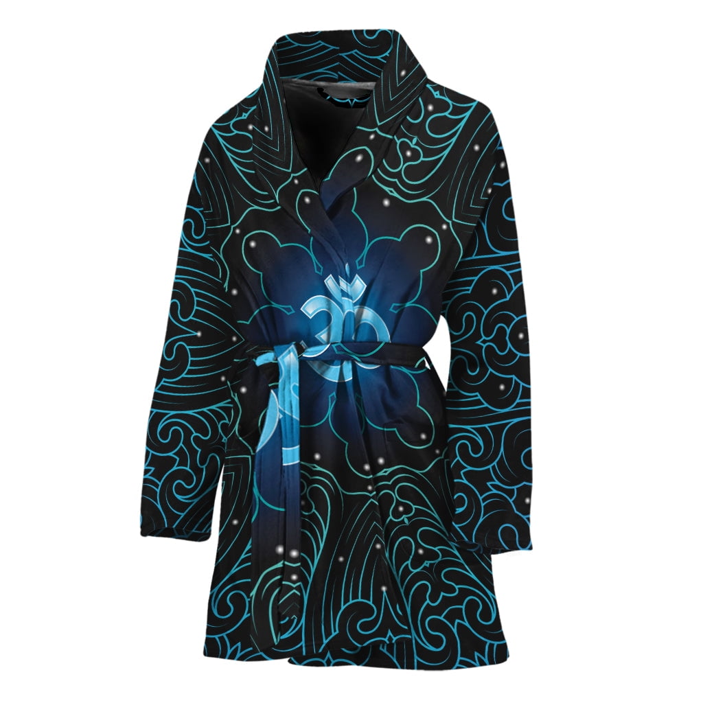 Blue Om Mandala Women Bathrobe One Size Univeral Fits, Bohemian Mandala ...