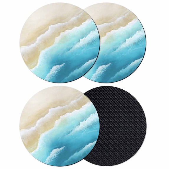 Blue Ombre Beach Coasters Set of 4, Absorbent Coasters for Drinks ...