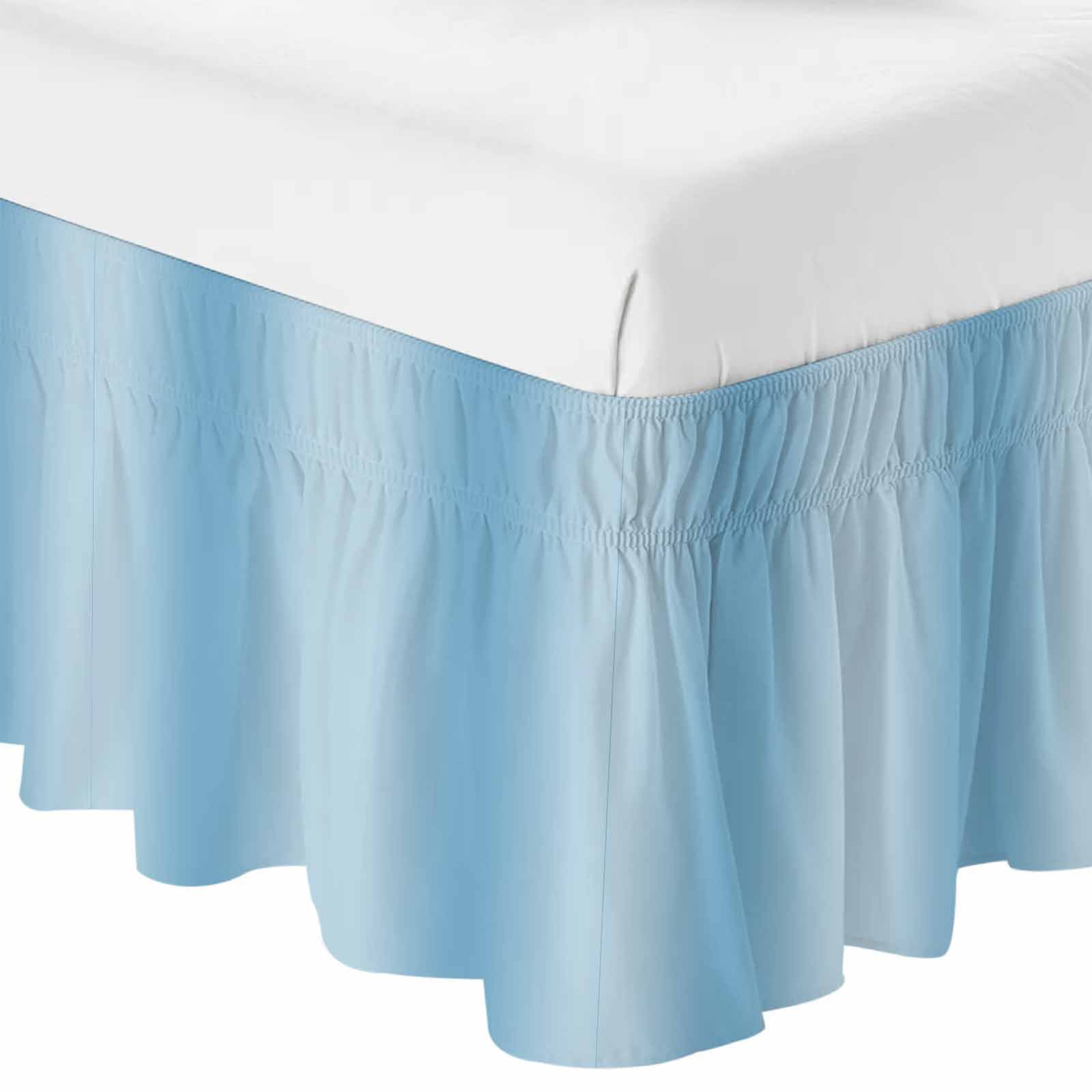 Blue Ombre Bed Skirt Cal King Size 18 Inch Drop, Elastic Wrap Around ...