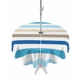 Blue Ombre Brown Striped Round Outdoor Tablecloth with Umbrella Hole ...