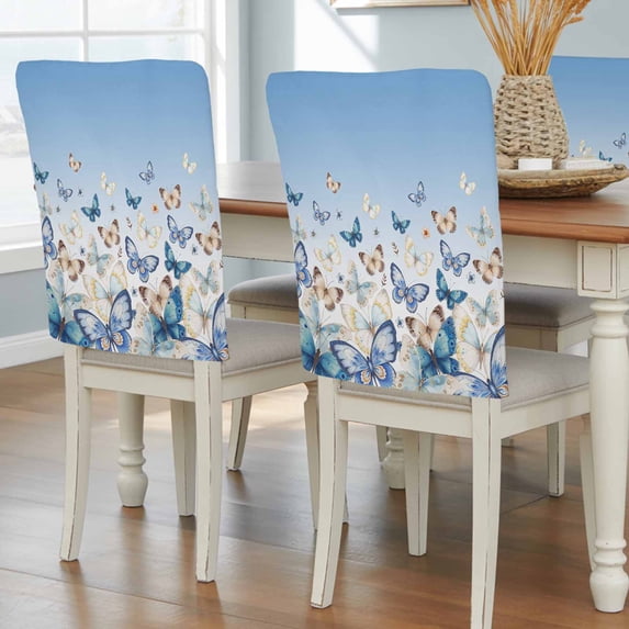 Blue Ombre Butterfly Chair Back Covers, Pastoral Farmhouse Butterflies ...