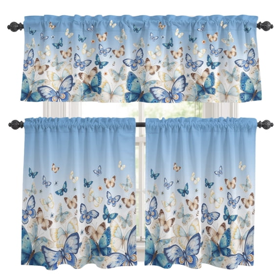 Blue Ombre Butterfly Kitchen Curtains, Kitchen Curtains and Valances ...