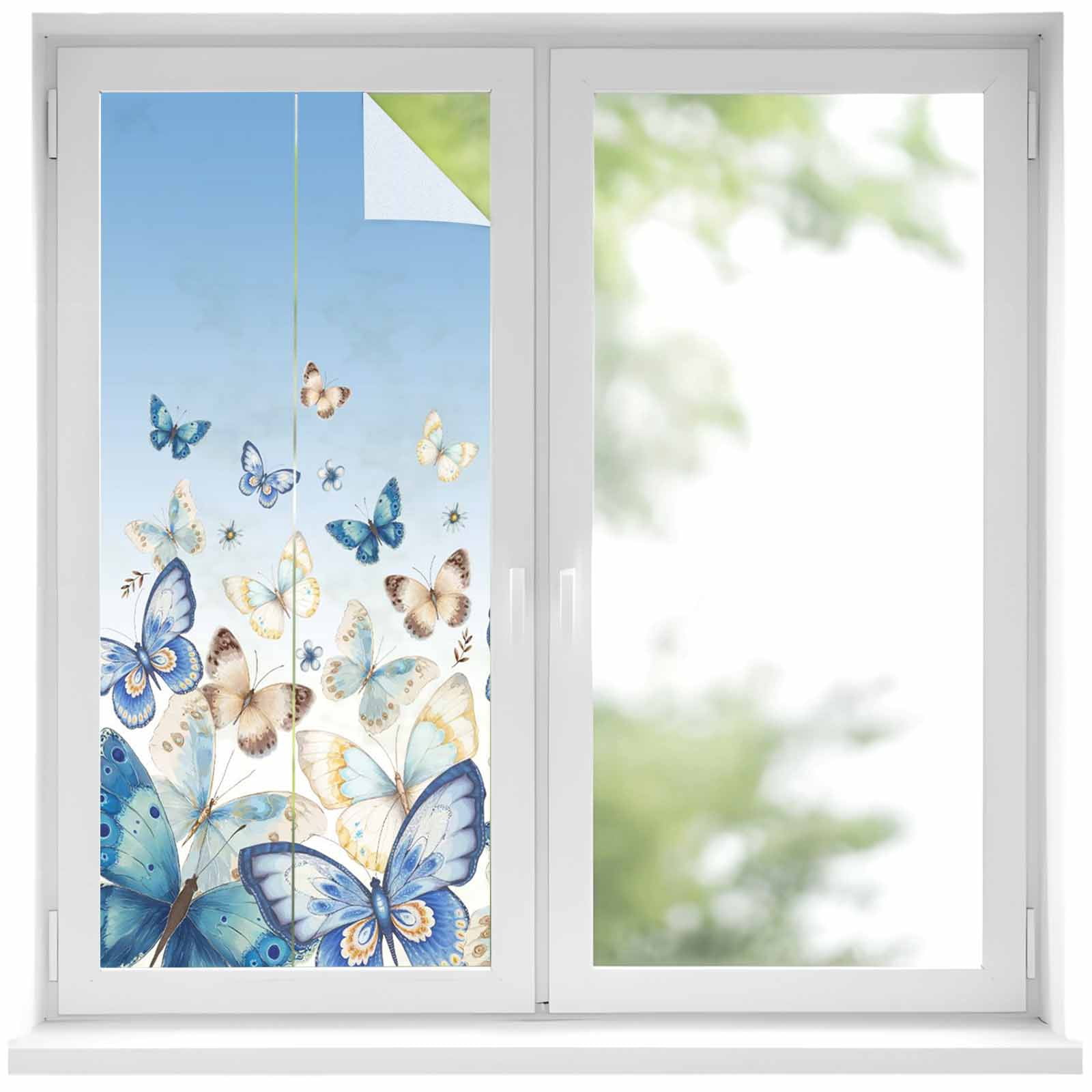 Blue Ombre Butterfly Window Privacy Film, Pastoral Farmhouse ...