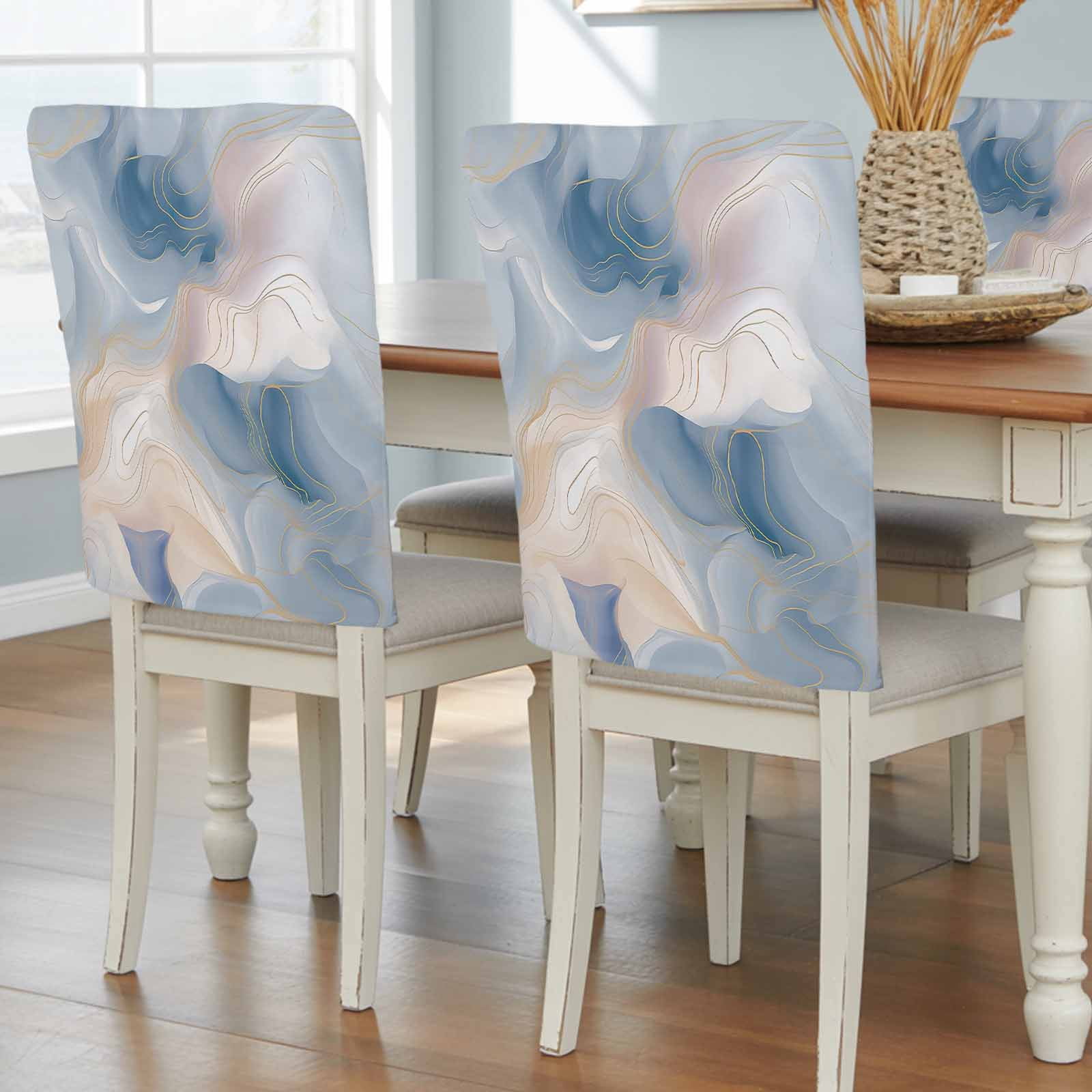 Blue Ombre Chair Back Covers, Removable Chair Covers for Dining Chairs ...