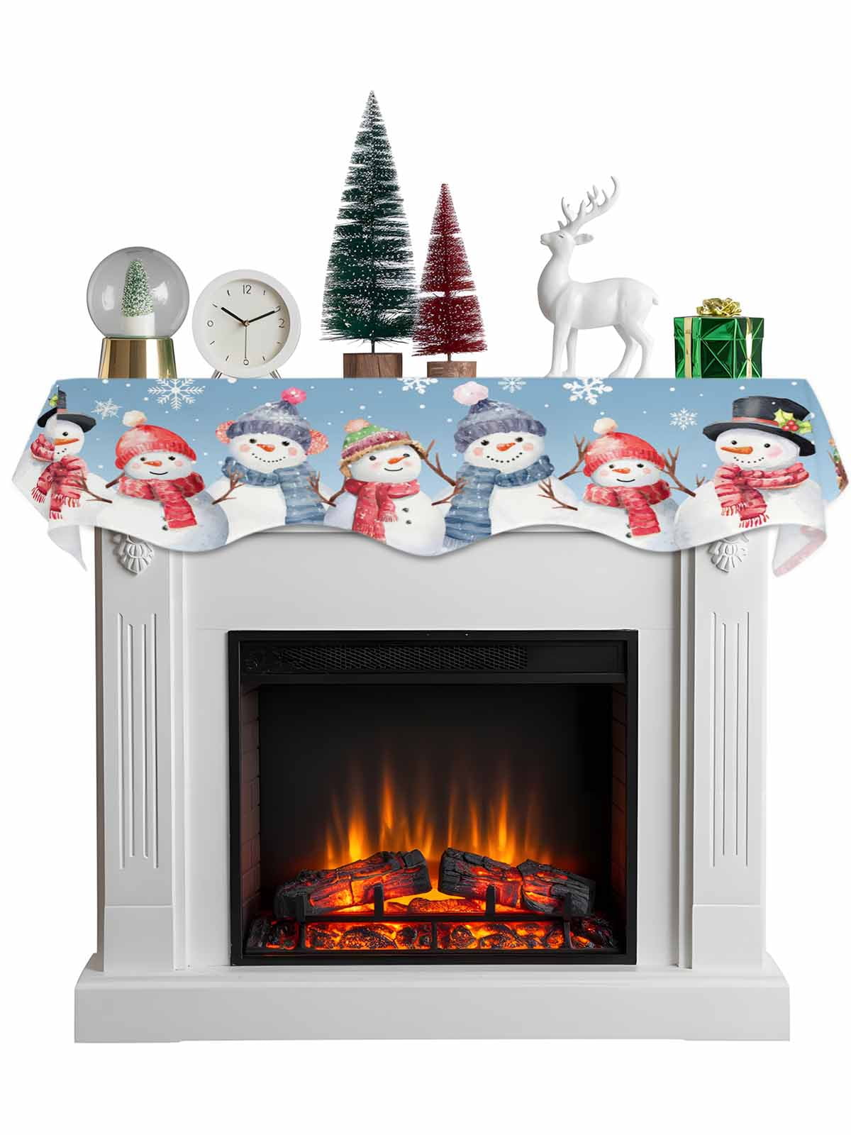 Blue Ombre Christmas Mantel Scarf Fireplace Decorations for Living Room ...
