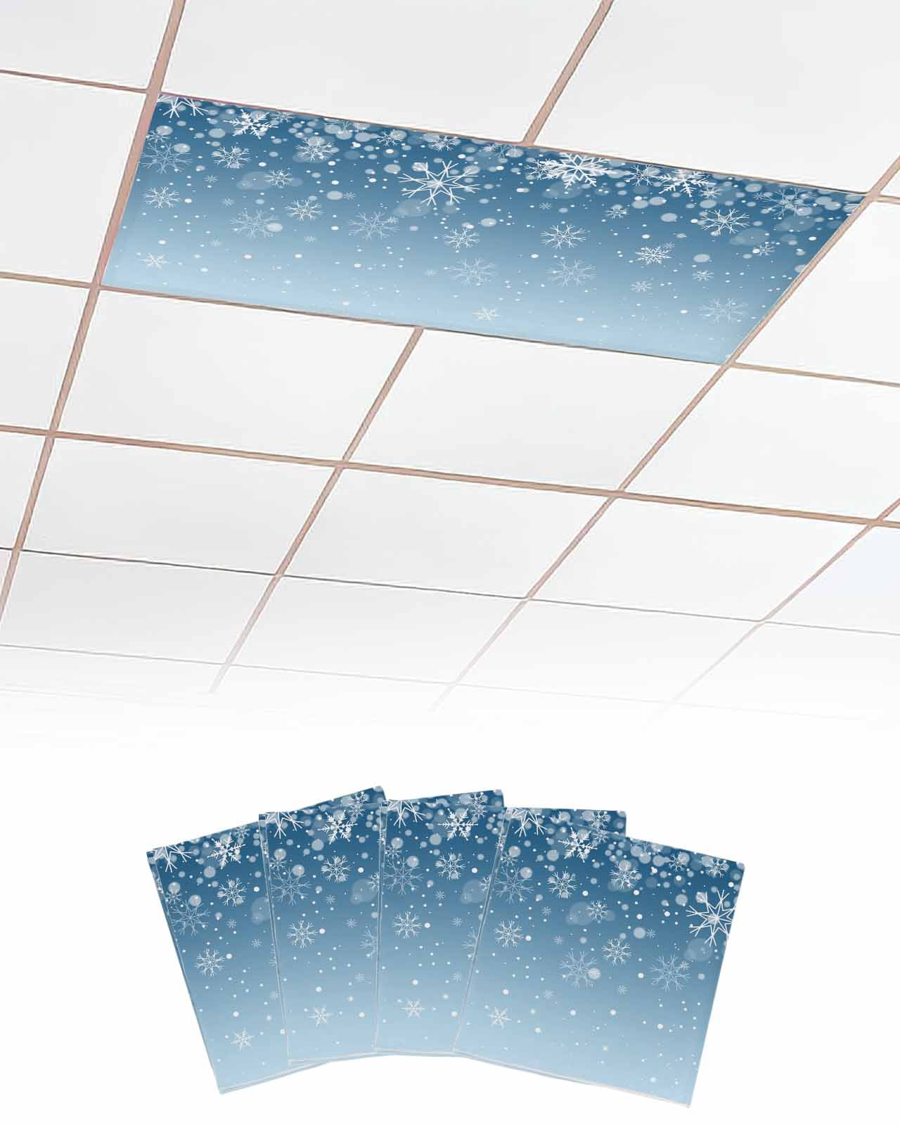 Blue Ombre Christmas Snowflake Fluorescent Light Covers for Ceiling ...