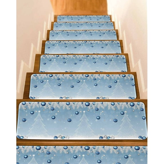 Blue Ombre Christmas Tree Stair Treads for Wooden Steps Indoor Runner ...