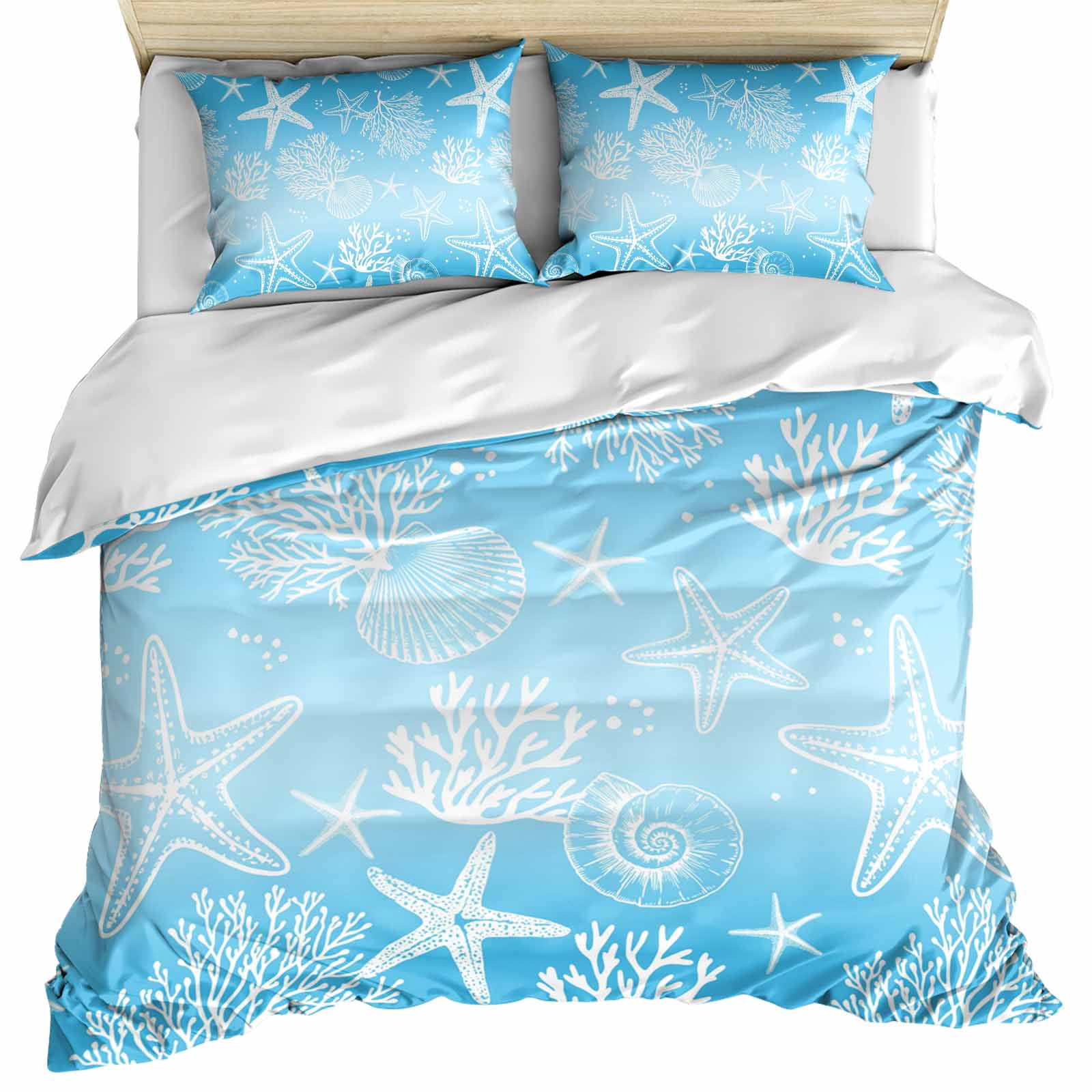 Blue Ombre Coastal Bedding 3 Piece Duvet Cover Set Twin Size, Sea ...