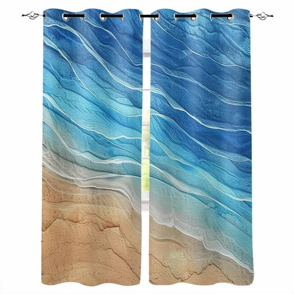 Blue Ombre Coastal Blackout Curtains 45 Inches Long, Summer Nautical ...
