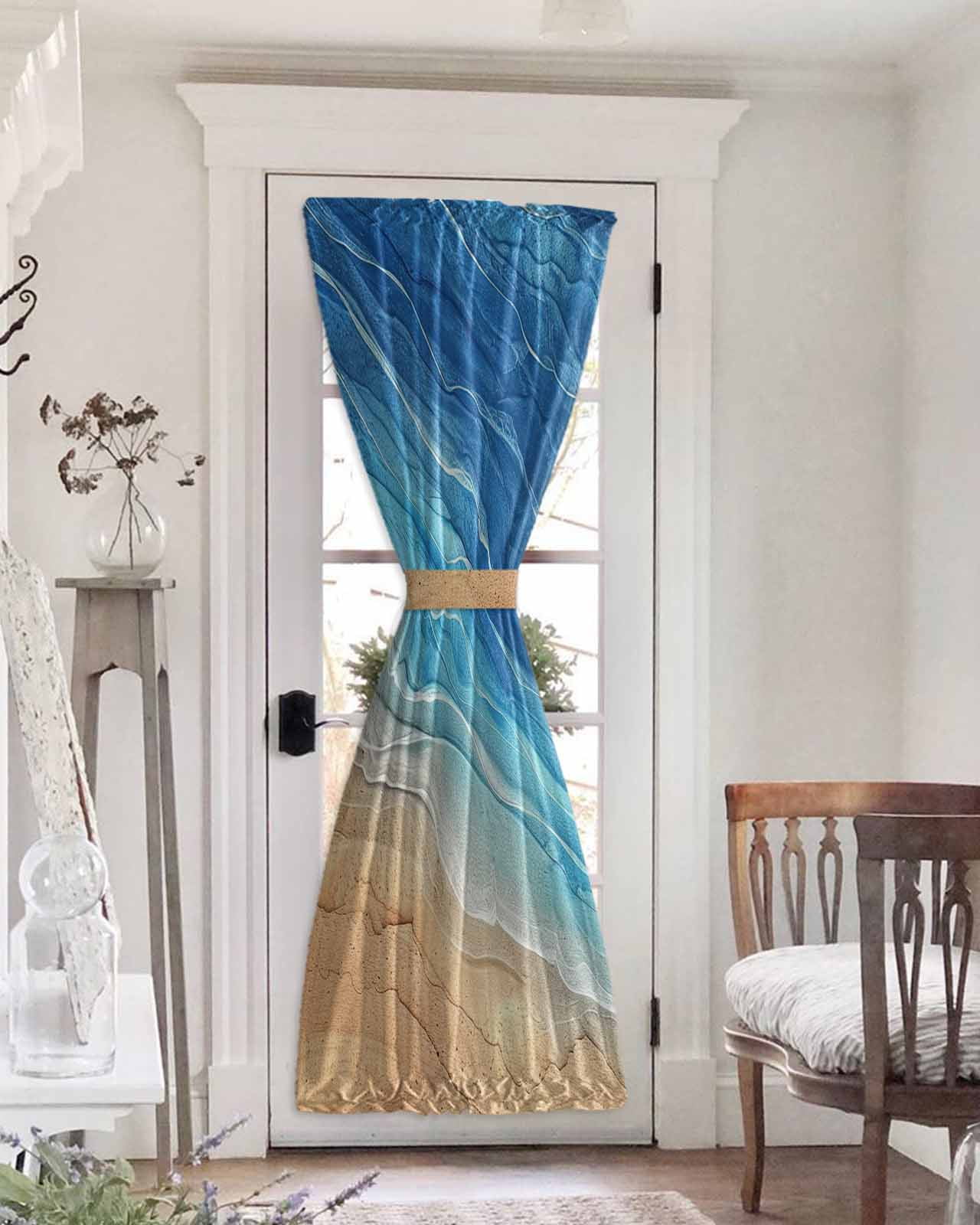 Blue Ombre Coastal Blackout Curtains, French Door Curtains for Door ...
