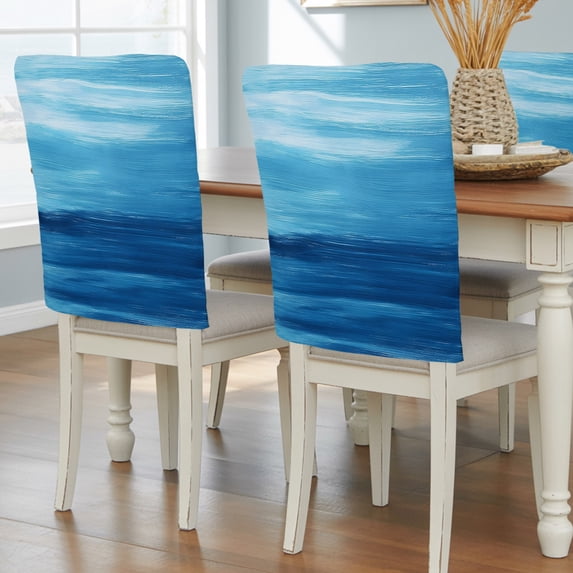 Blue Ombre Coastal Chair Back Covers, Summer Gradient Ocean Wave ...