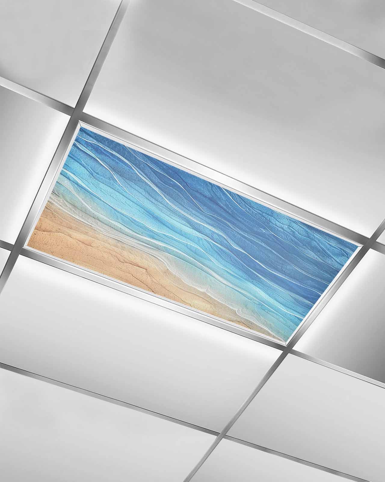 Blue Ombre Coastal Fluorescent Light Covers for Ceiling Lights 4x2 feet ...