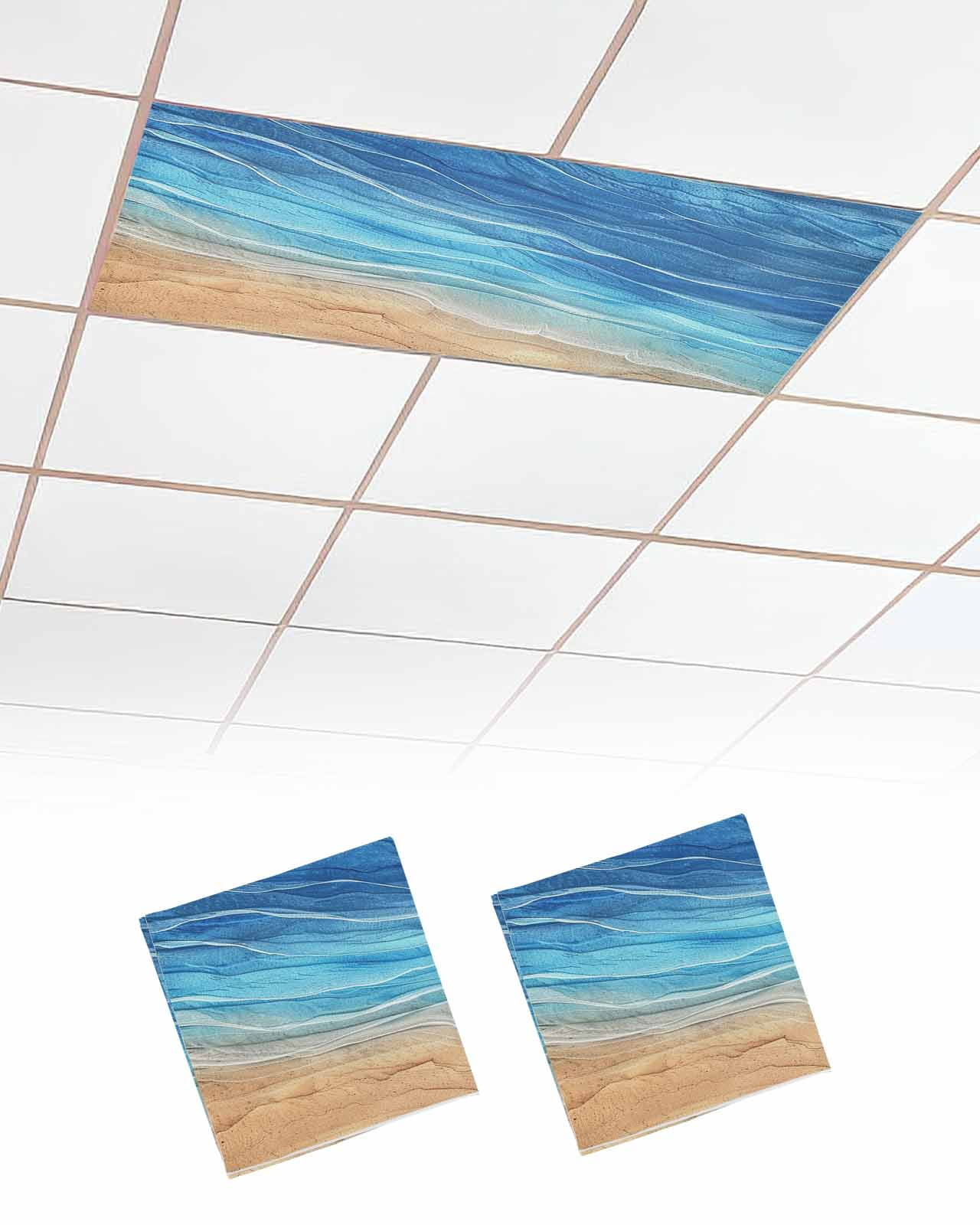 Blue Ombre Coastal Fluorescent Light Covers for Ceiling Lights 4x2 feet ...