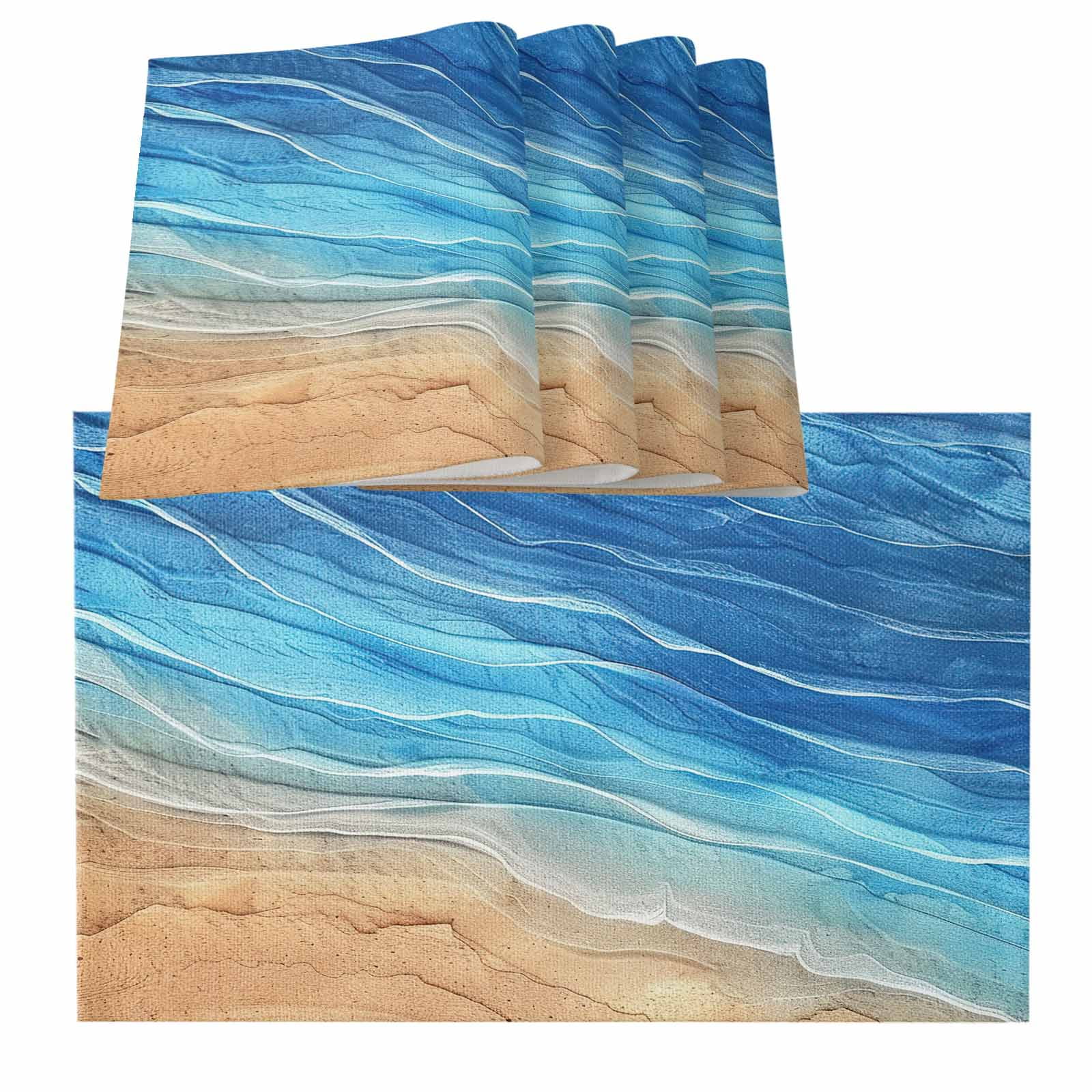 Blue Ombre Coastal Placemats for Dinning Table Set of 6, Summer ...