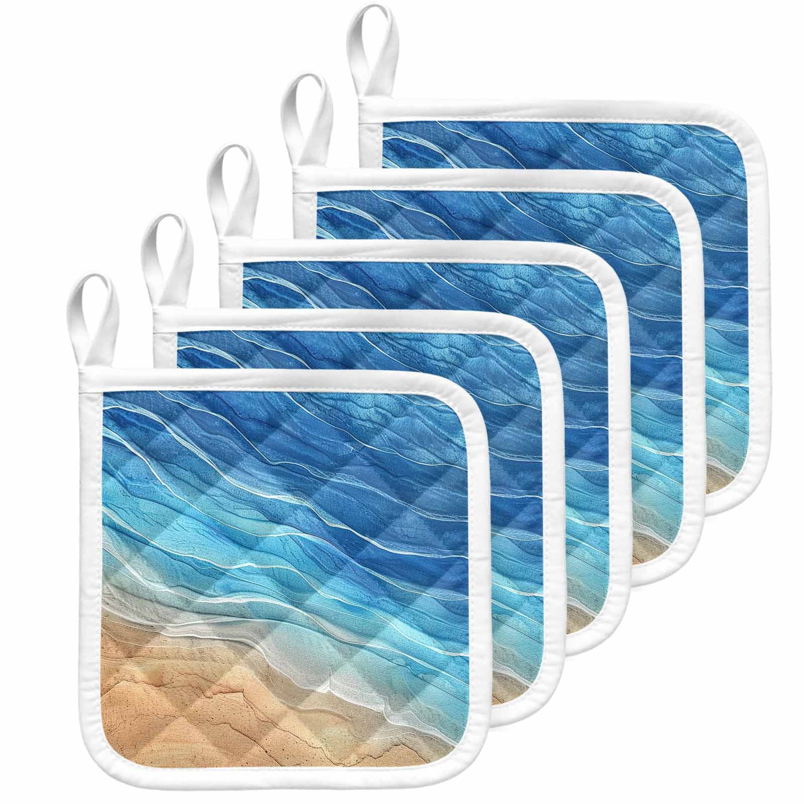 Blue Ombre Coastal Pot Holders for Kitchen Heatproof Potholder, 5 Pack ...
