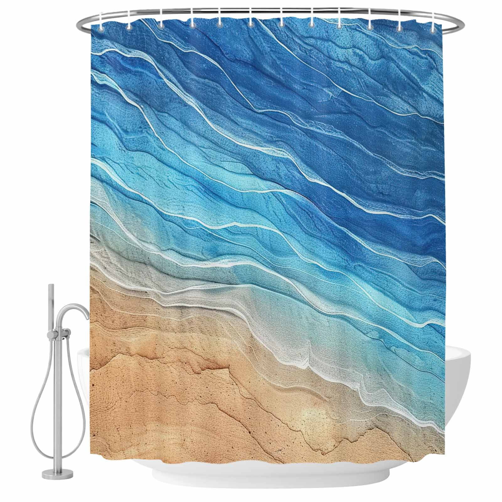 Blue Ombre Coastal Shower Curtain, Summer Nautical Beach Ocean Seaside ...