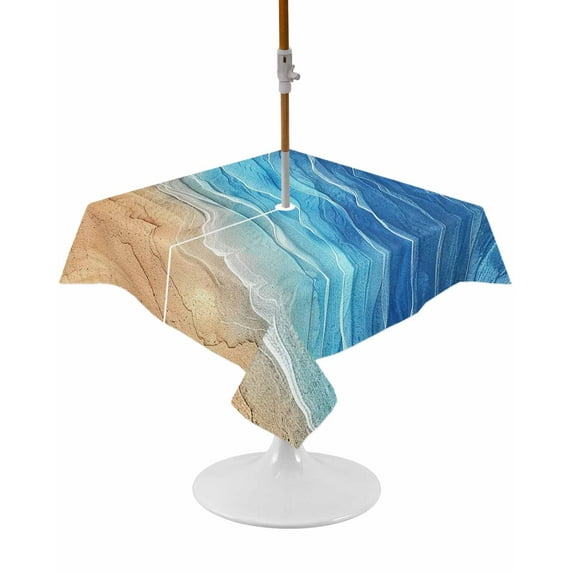 Blue Ombre Coastal Square Outdoor Tablecloth, Waterproof Table Cloth ...