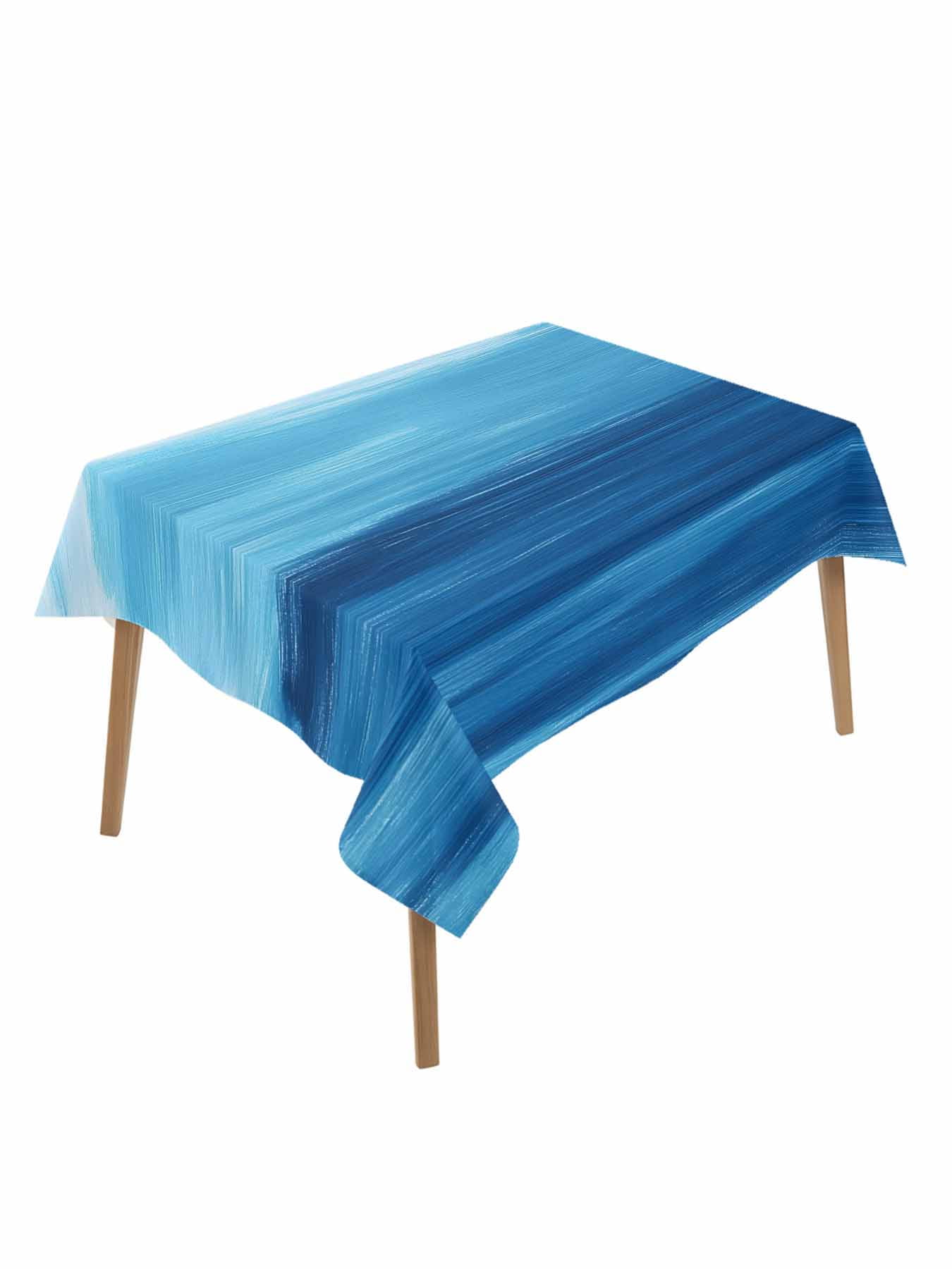 Blue Ombre Coastal Table Cloth, Summer Gradient Ocean Wave Waterproof ...