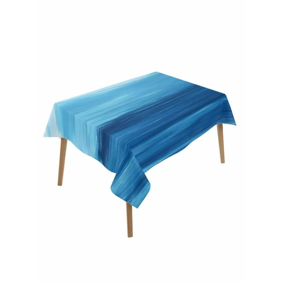 Blue Ombre Coastal Table Cloth, Summer Gradient Ocean Wave Waterproof ...