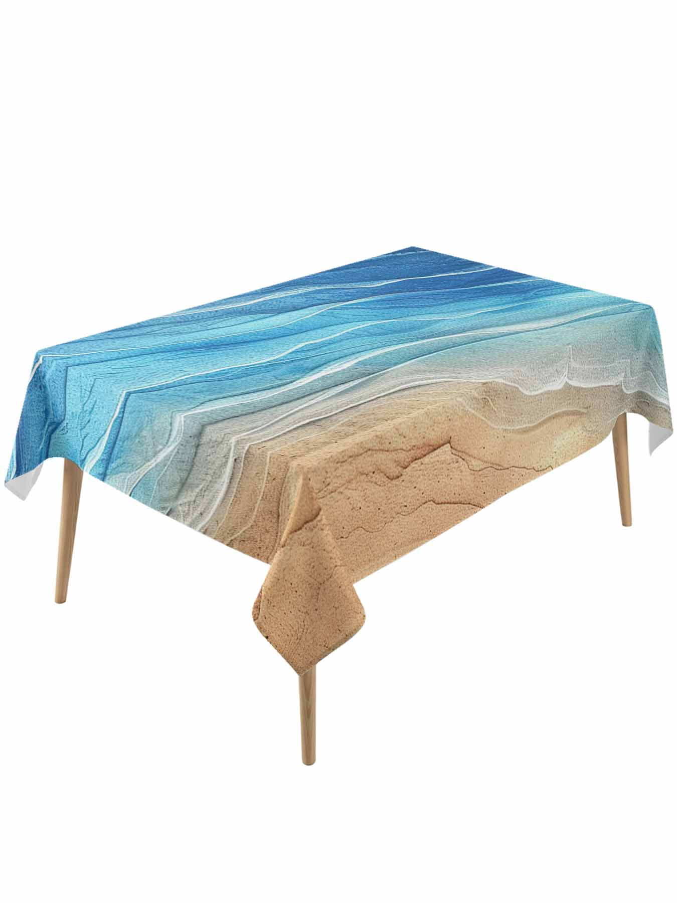 Blue Ombre Coastal Table Cloth, Summer Nautical Beach Ocean Seaside ...