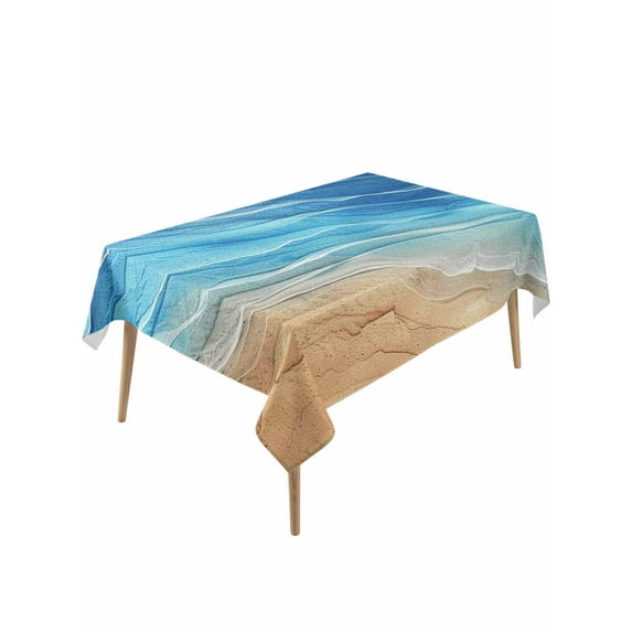 Blue Ombre Coastal Table Cloth, Summer Nautical Beach Ocean Seaside ...