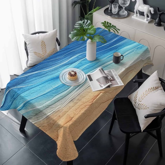 Blue Ombre Coastal Table Cloth Waterproof Tablecloths, Summer Nautical ...