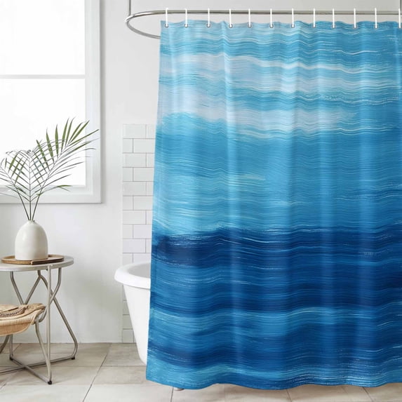 Blue Ombre Coastal Waterproof Fabric Shower Curtain,Summer Gradient ...