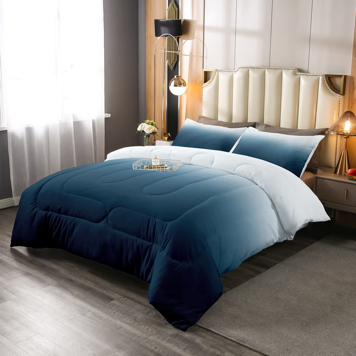 Blue Ombre Comforter Set Ocean Sea Bedding Set Twin Size Blue White ...