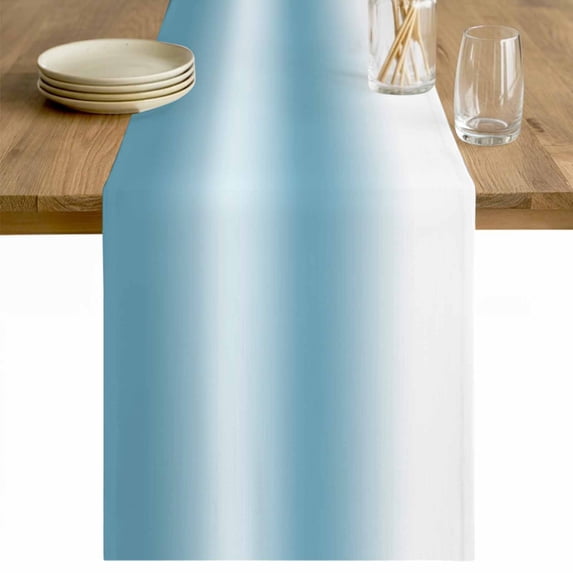 Blue Ombre Cotton Linen Rectangle Table Runners 13"x108", Modern ...