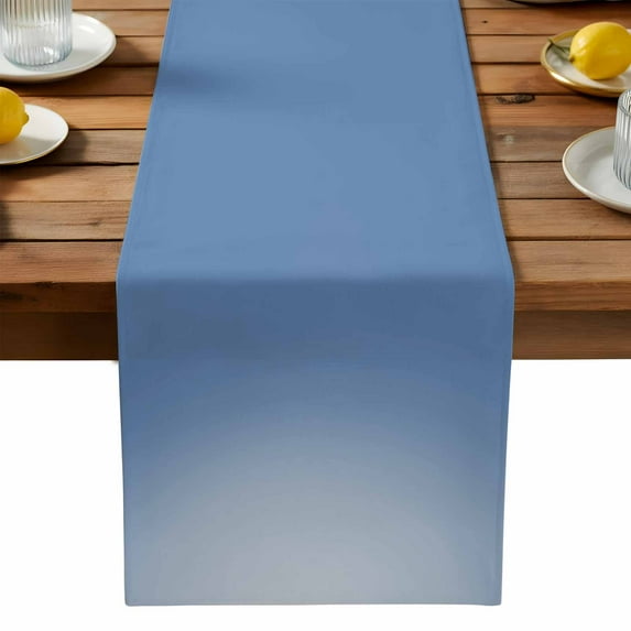 Blue Ombre Cotton Linen Table Runner for Dining Kitchen, Modern ...