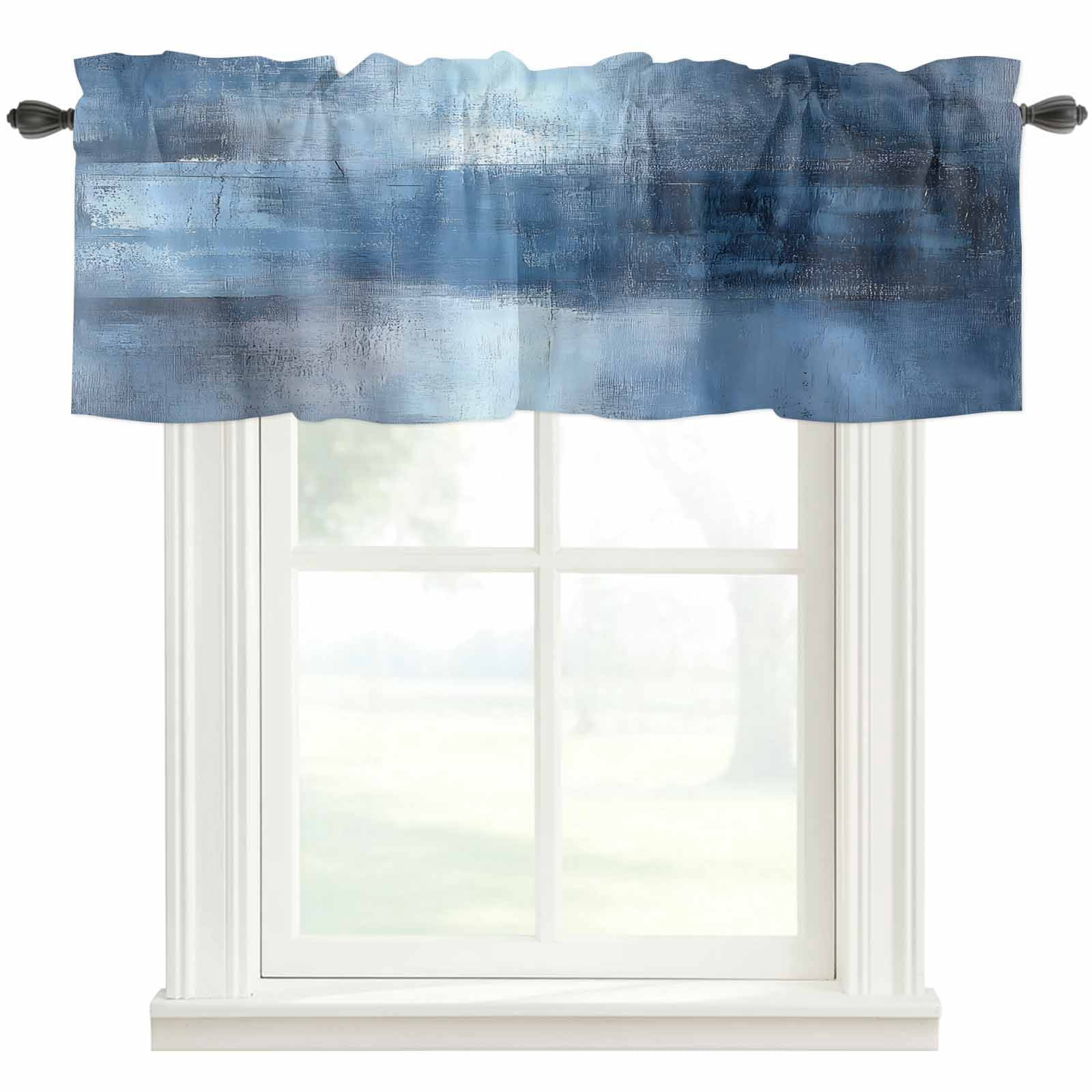 Blue Ombre Curtain Valances for Windows, Kitchen Valance Window ...